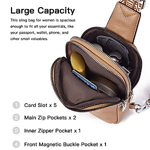 Telena Sling Bag for Women Vegan Leather Fanny Pack Crossbody Bags for Women Camel Brown