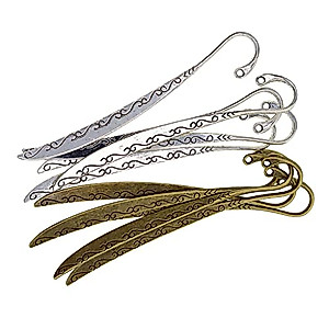AMLESO 10pcs Bronze Silver Vintage Alloy Bookmarks with