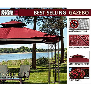Sunjoy Expand Your Outdoor Living Space with a 10 x 12 Regency II Patio Gazebo with Mosquito Netting in Maroon