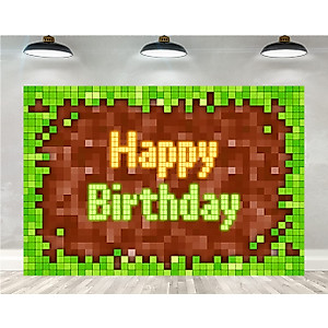 Ticuenicoa 5×3ft Pixel Backdrop for Birthday Party Game Theme Photography Background for Kids Boy Happy Birthday Video Gaming Battle Gamer Party Supplies Cake Table Decor Banner