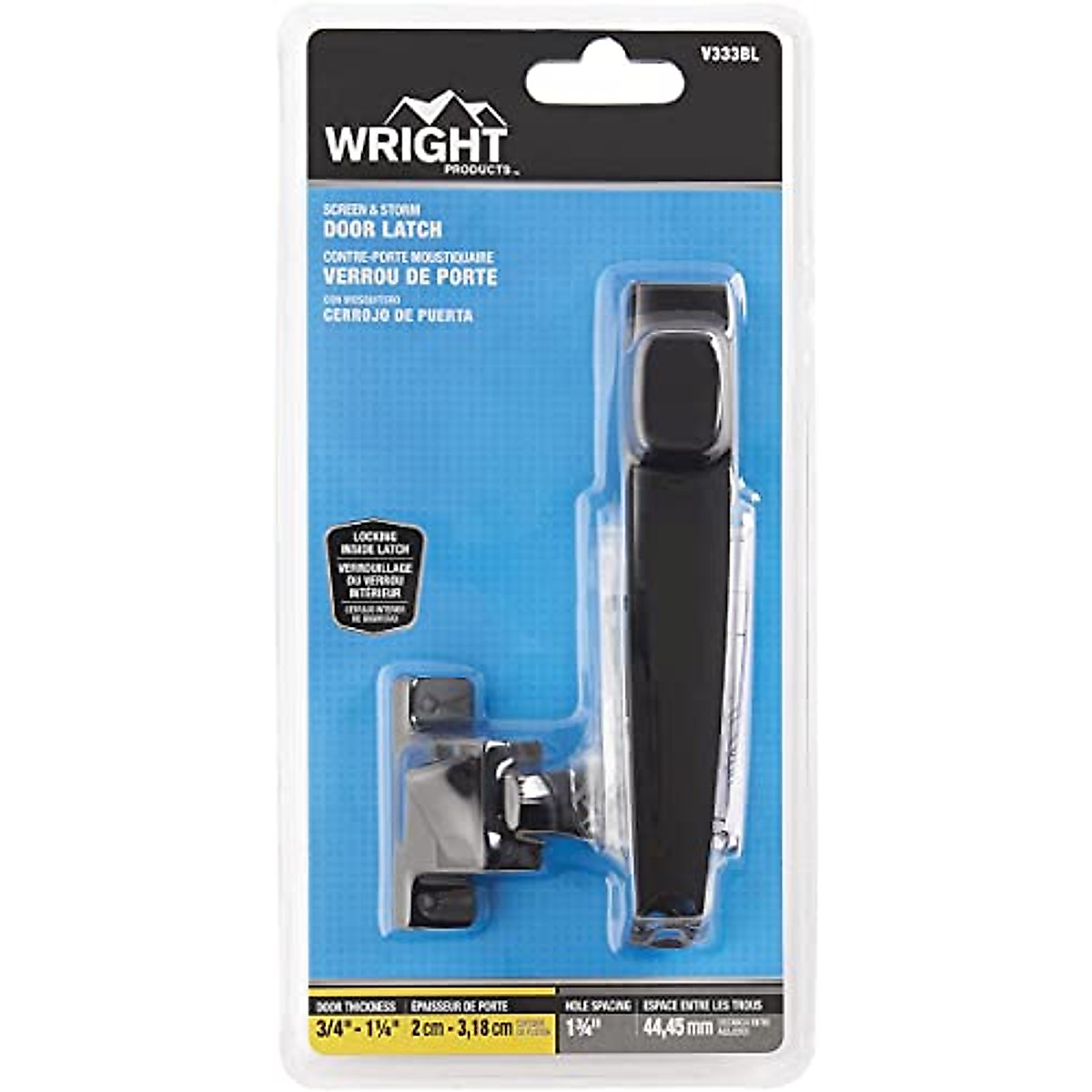 Wright Products V333BL Tie Down Push Button Door Latch for Screen and Storm Doors, Black