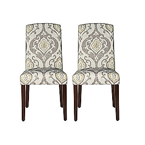 Homepop Home Decor | Upholstered Patterned Parsons Dining Chairs Set of 2 | Accent Chairs Set of 2 with Curved Back, Suri Brown