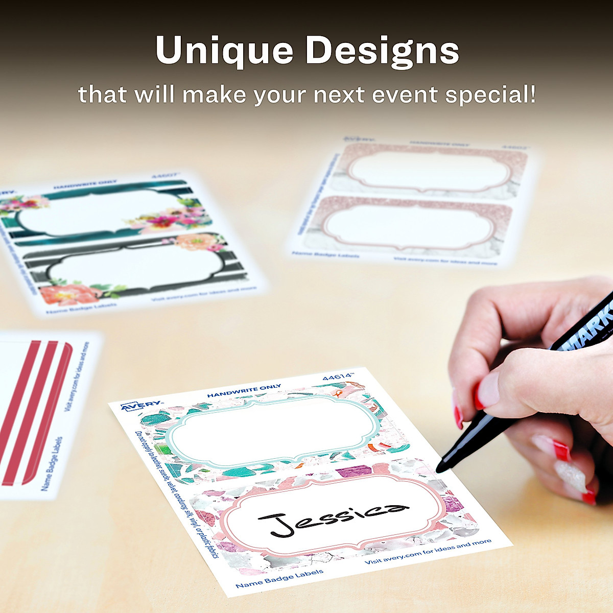 Avery Premium American Flag Name Tags, No Lift No Curl, 36 Handwriteable Name Stickers