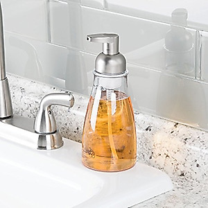 InterDesign Foaming Soap Dispenser for Kitchen, Bathroom, Sink, Vanity, Pack of 1, Clear/Brushed Nickel