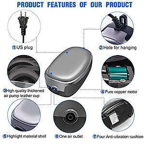 19.86/32.8/101.7 feet Aquarium Airline tubing air Stone for Fish Tank Aquarium Check Value Aquarium Suction Cups Aquarium air Controller and I T Connector (6.5 feet tubing with 1 Outlet air Pump)