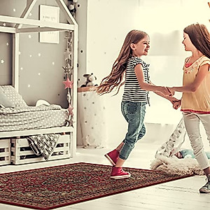 Ottomanson Ottohome Collection Non-Slip Rubberback Medallion Oriental Design 3x5 Indoor Area Rug, 3'3" x 5', Red