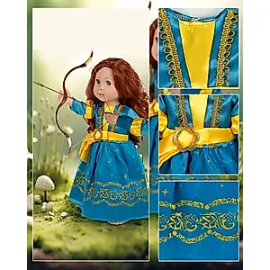 18 inch Doll Clothes Accessories, 6PCS Princess Costume Set with Crown Fits for 18 inch Girl Dolls, Gift for Girl Christmas Birthday Party