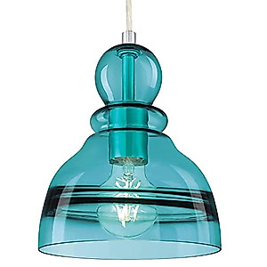 Westinghouse Lighting 6118900 Fiona Traditional One-Light Indoor Mini Pendant Light, Brushed Nickel Finish, Turquoise Glass,Blue