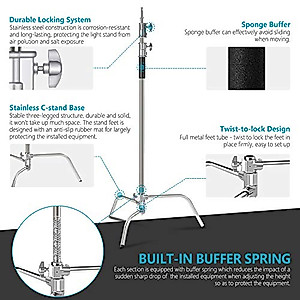 Neewer 10 Feet/3 Meters C-Stand Light Stand with 4 Feet/1.2 Meters Extension Boom Arm, 2 Pieces Grip Head and Carry Bag for Photography Studio Video Reflector, Umbrella, Monolight, etc (Basic Version)