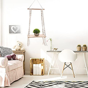 Garneck Home Decor Wall Mounted Shelves Macrame Wall Hanging Shelf Handmade Macrame Shelf Woven Hanger for Plants and Decor Hanging Bohemian Shelf Plants Decor Decoraciones para Salas De Casa