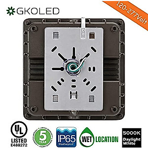 GKOLED 40W LED Square Canopy Light Replaces 175W PSMH with 5450lumens, 5000K and Dark Bronze Finish, UL Listed, 5-Year Limited Warranty Ideal for Indoor and Outdoor Applications