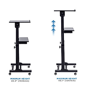 Mount-It! Mobile Stand Up Desk, Portable Podium and Presentation Lectern Height-Adjustable Multi-Purpose Standing Workstation,Black.