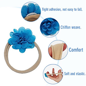 ALinmo 40 Pack 2" Chiffon Flower Headbands Elastics Nylon Headbands Hair Accessories for Baby Girls Newborn Infant Toddlers Kids
