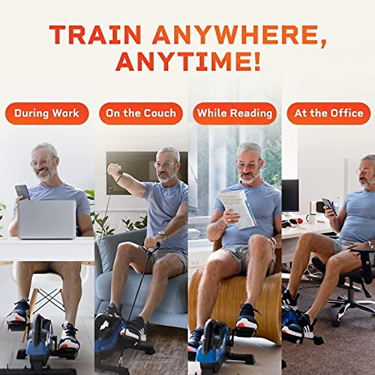 Lifepro 3-in-1 Under Desk Bike Pedal Exerciser with Resistance Bands, Arm & Leg Mini Exercise Bike Desk Exercise Equipment, Foot Peddler Exerciser for Seniors, Desk Workout Compatible with Fitness App