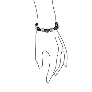 Bling Jewelry Black And White 10MM Pave Crystal Disco Ball Shamballa Inspired Bracelet For Women For Men Black Cord String Adjustable
