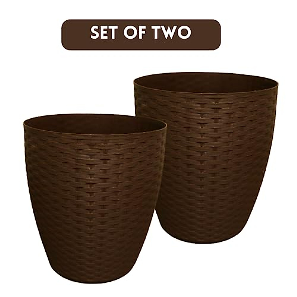 Elly décor Set 2 pz 2.3 gallons Round Trash bin Efficient Trash Can Wastebasket, Fits Under Desk, Kitchen, Home, Office, Durable Plastic Classic Trash bin 9lts Chocolate