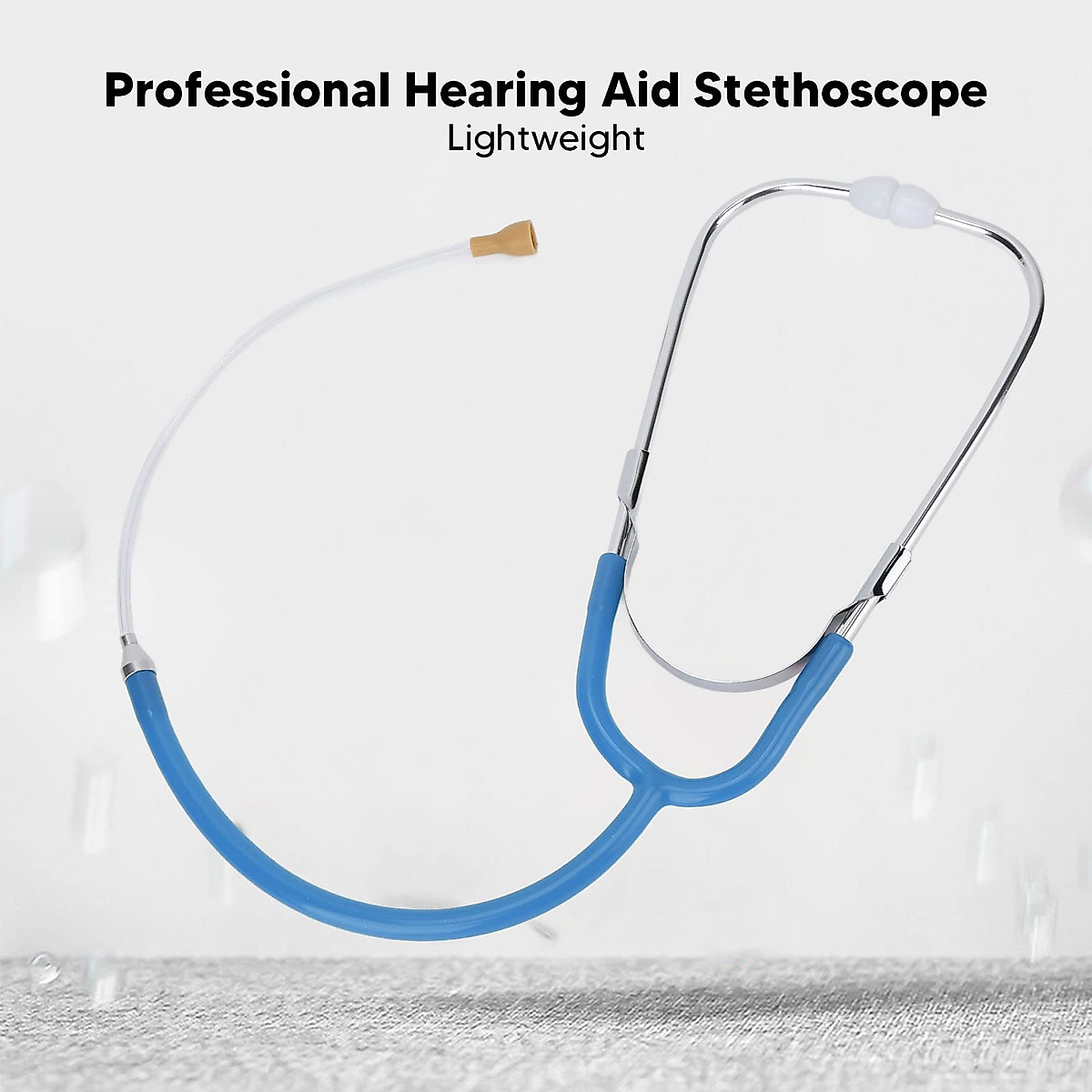 Audiphones Stethoscope, Listening Test Stethoscope, Volume Noise Detection Hearing Aid Stethoscope Easy to Use Binaural for Home (Light Blue)
