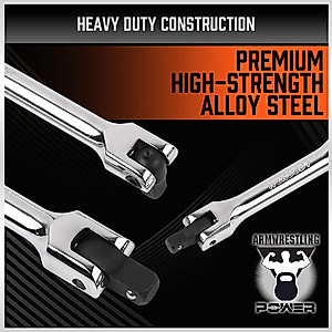 HORUSDY 3-Piece Breaker Bar Set, 1/4'', 3/8'' & 1/2'' Drive, Heavy Duty Breaker Bars, 6'', 10'', 15'' Length, with 180° Rotatable Head, Chrome Vanadium Steel Made.
