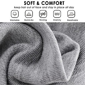 Workout Headbands for Women's Hair 9Pcs I Non Slip Cotton Like Headbands for Girls 2.5 inch Wide I Soft Elastic Cloth Athletic Sweat Bands Headbands Men