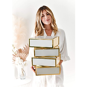 Bridesmaid Proposal Box with Gold Edge | Set of 3 Empty Boxes | DIY Will You Be My Bridesmaid Gift Box Large White and Gold