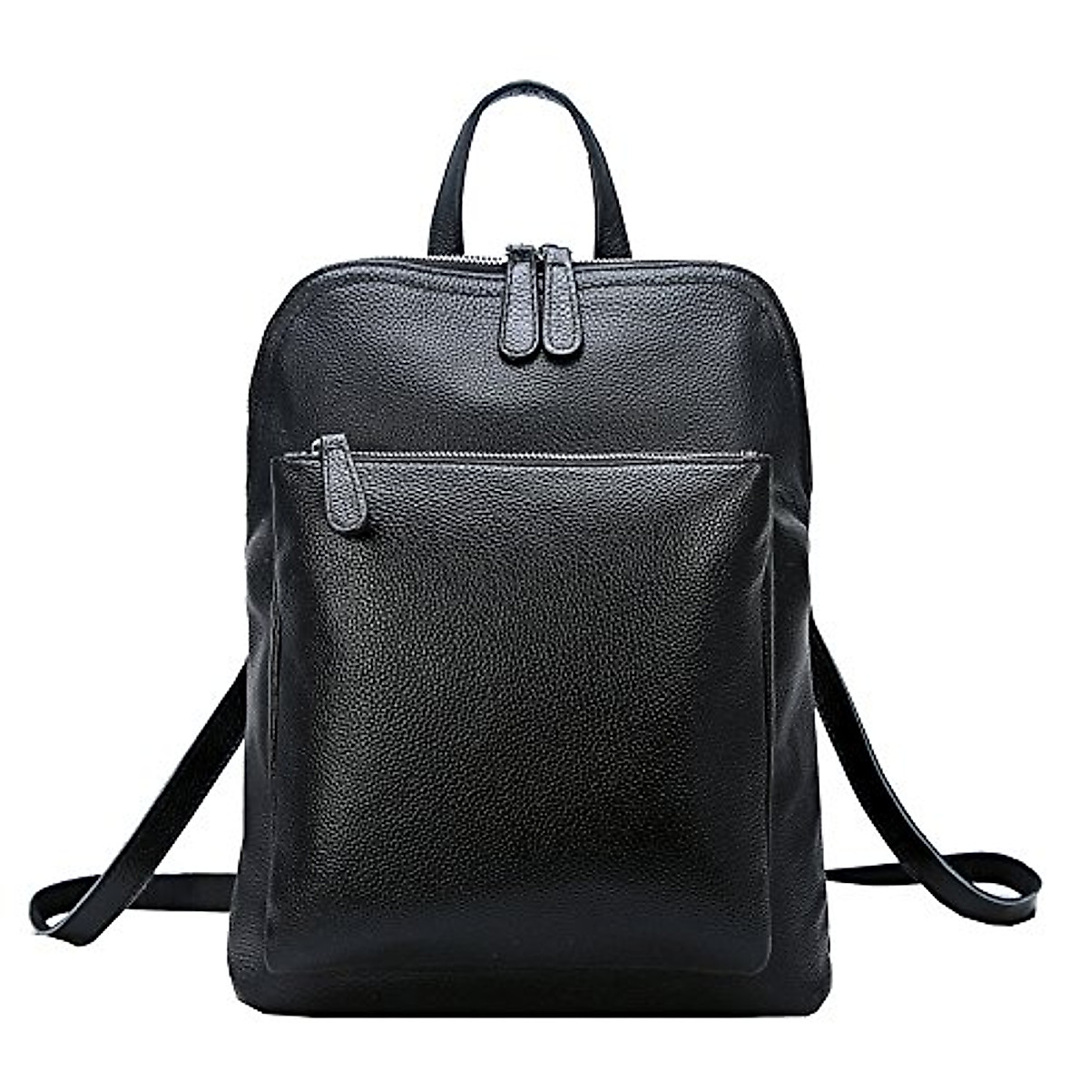 HESHE Women Leather Backpack Casual Daypack Sling Backpack Purse for Ladies and Girls (Black-Top Grain Leather)