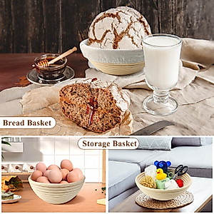 Sourdough Bread Baking Supplies: 9 Inch Round & 10 Inch Oval Banneton Bread Proofing Baskets w/Liner, Bread Lame, Dough Scrapers, Cleaning Brush, Artisan Bread Making Gifts for Bakers