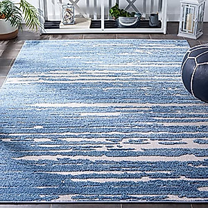 Safavieh Cabana Collection Area Rug - 5'3" x 7'6", Blue & Beige, Non-Shedding & Easy Care, Indoor/Outdoor & Washable-Ideal for Patio, Backyard, Mudroom (CBN506M)