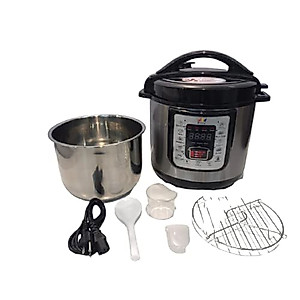 W4H 6 Qt 8-in-1 Multi-Use Programmable Electric Pressure Cooker for Rice, Steam, Meat, Stew, Pressure Cooking, Slow Cooking, Saute - Touch LED Panel, Stainless Steel, Dishwasher Safe - Silver, 6 L