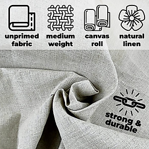 Art Natural Linen Canvas Roll 87" Wide X 5 ft - Plain Unprimed Canvas Fabric for Painting - Raw Linen Canvas Rolled