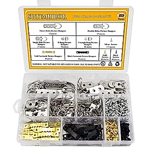 Picture Hanging Kit 500 PCS, Sutemribor Heavy Duty Assorted Picture Hangers with Screws for Picture Hanging Wall Mounting (500)