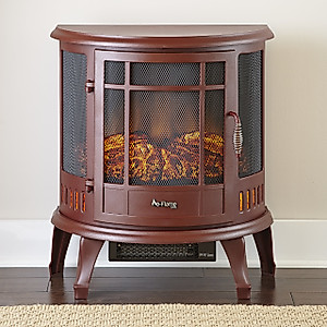 e-Flame USA Regal Freestanding Electric Fireplace Stove - 3-D Log and Fire Effect (Red)