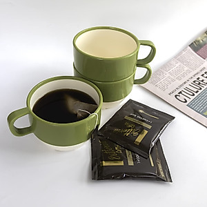 Sicaluya 11 oz Stackable Plastic Coffee Cups with Handle (6 Pack), Lightweight Party Cup for Kids & Adult & Elder, Dishwasher & Microwave Safe, Unbreakable Mug set for Water, Coffee, Milk, Juice, Tea