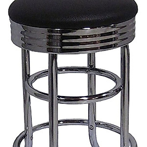 TRINITY Heavy Duty 30-Inch Backless Swivel Bar Stool for Kitchen, Garage, or Workshop, Chrome Finish with Faux Leather Seat, 2 Pack, Black