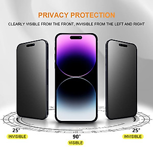 ZUKDO for iPhone 14 Pro Max 6.7" Matte Privacy Screen Protector with Camera Lens Protector full coverage Anti-glare anti-spy Tempered Glass Film anti-fingerprint no black border Easy Installation