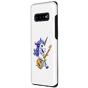Galaxy S10+ Cool unicorn rocking with electric guitar cute rock music Case