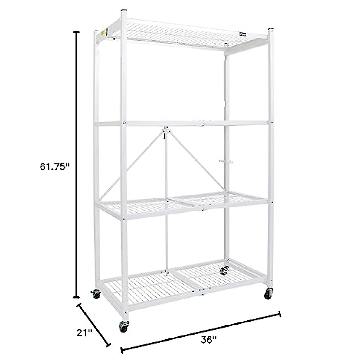Origami R5 Foldable 4-Tier Garage Shelving Heavy Duty Shelving with Wheels, Metal Storage Rack Holds 1000 pounds, Garage Storage Rack & Organization, Storage Shelving (White, R5 2-Pack)