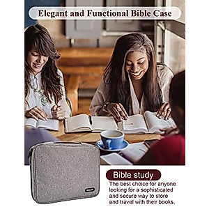 Wearlizer Bible Cover Bible Case for Women Bible Bag Large Size Bible Protective with Handle and Zipper Pocket Bible Tote Carrying Case Church Bag Journal Pouch Ideal Gift for Girls Men Kids Grey