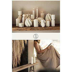 LAWA Hourglass Pillar Candle - Large Beautiful Handmade Pillar Scented Soy Wax Candle Elegant Bubble Aesthetic Candle Housewarming Gift Home Room Shelf Decor Idea White (Set of 2)