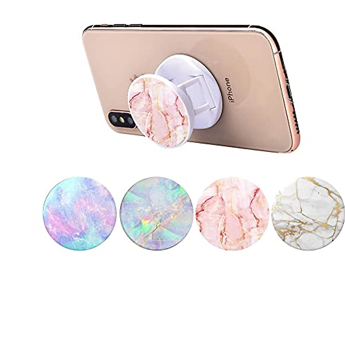 IYAYUHE Multi-Function Cell Phone Stand,Pink Rose Gold Marble Opal Expanding Stand Grip for Smartphones and Tablets (4 Pack)