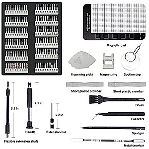 SHARDEN Precision Screwdriver Set 140 in 1 Magnetic Driver Kit Electronic Repair Tool Kit with Portable Bag for iPhone, iPad, PC, Computer, Laptop, MacBook, Tablet, Xbox, Game Console, Watch (Grey)