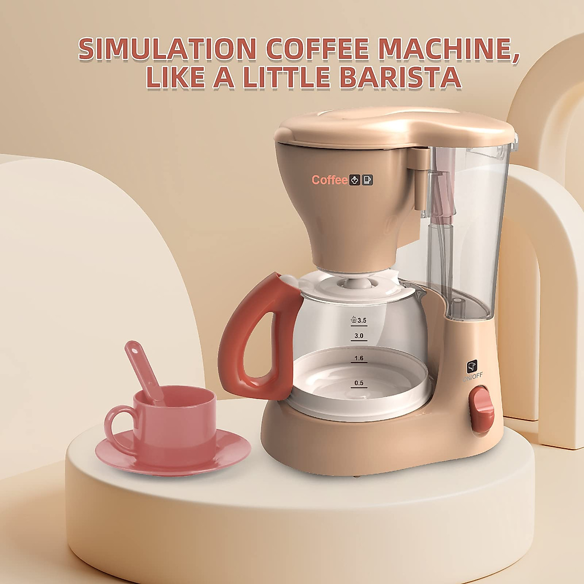 Yalujumb Kitchen Appliances Toys, Toy Kitchen Set for Kids Play Kitchen Accessories Set, Blender, Coffee Maker Machine, Mixer and Toaster,Play Kitchen Set for Kids Ages 4-8