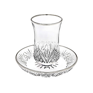 Godinger Kiddush Cup and Saucer with Platinum Edge - Dublin Crystal Collection