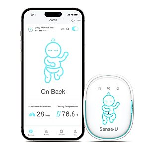 Sense-U Pro Baby Movement Monitor with Arousal Vibration, Movement/Rollover/Overheating Alerts, Audible & App Notifications, Easy Clip-On Design, Smart Sleep Monitor, FSA/HSA Eligible