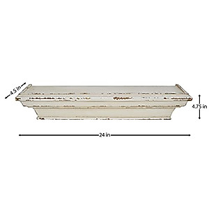 DQ DQ HOME DECOR Cheyenne Wall-Mount Display Shelf, Wall Shelves Organizer for Bedrooms, Hallways, Stairways, Entryways, Kitchens, and Bathrooms, Distressed White 24IN