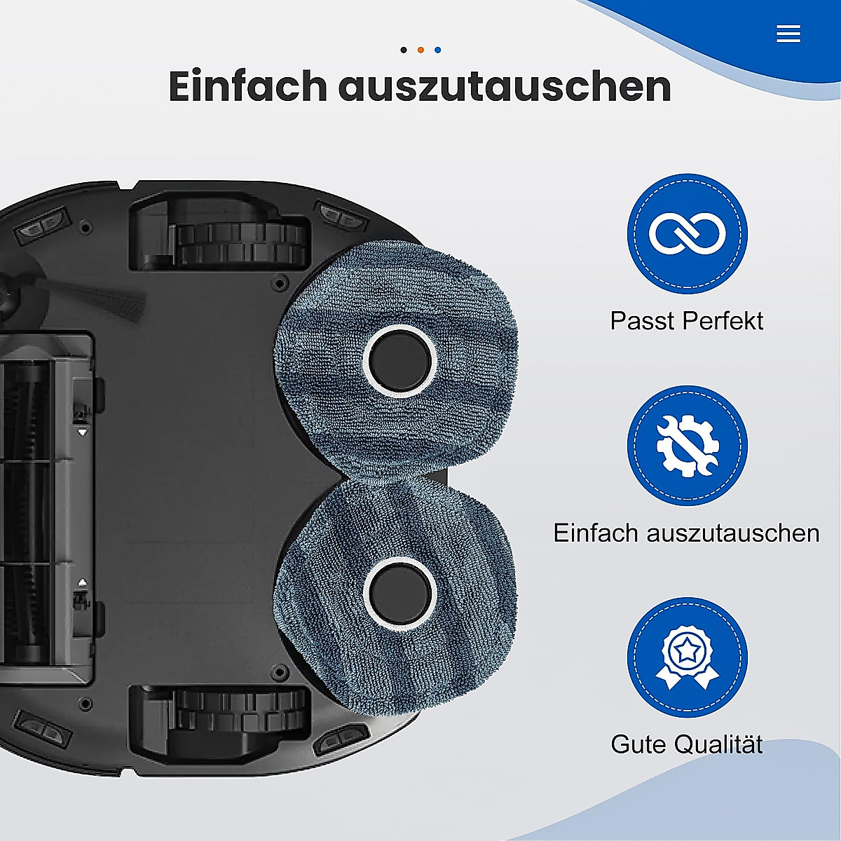 8 Pack Mop Pads Compatible with eufy X10 Pro Omni / X9 Pro Robot Vacuum Cleaner, Spin Cleaning Pads Replacement Accessories Set