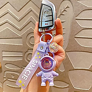 KHIOPNT Cute Astronaut Keychains Space Key Chain with Sunset Light, Cool Outspace Keychains Pendant Car Keychains Wallet Gift