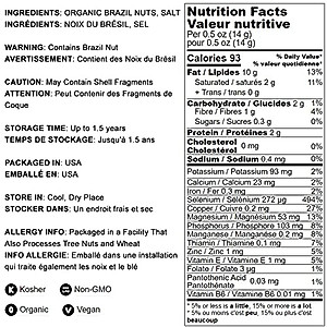 Food to Live Organic Dry Roasted Brazil Nuts with Himalayan Salt, 1 Pound Non-GMO, Oven Roasted, Lightly Salted, No Oil Added, Whole. Vegan, Kosher. High in Protein and Selenium. Keto-Friendly Snack