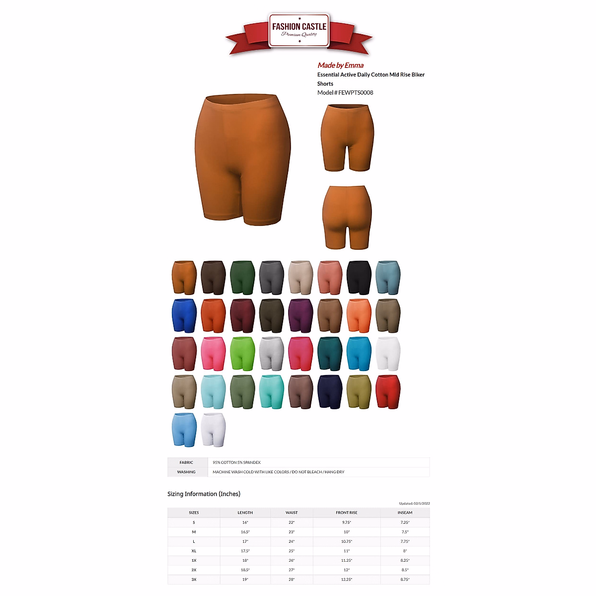 Made by Emma Essential Active Daily Cotton Mid Rise Biker Shorts Hunter Green S