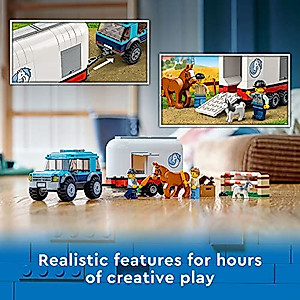LEGO 60327 City Great Vehicles Horse Transporter Set, with SUV Toy Car, Trailer, Horse Figure and Jump, Gifts for Kids, Boys & Girls 5 plus Years Old