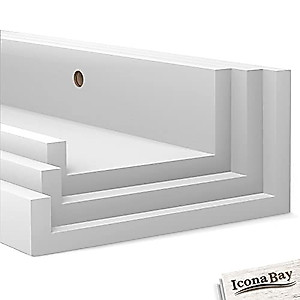 Icona Bay 36 Inch Floating Shelves for Wall, Set of 3 in Powder White, Modern Rustic Style, Wall Mounted Display Shelves, Picture Ledges